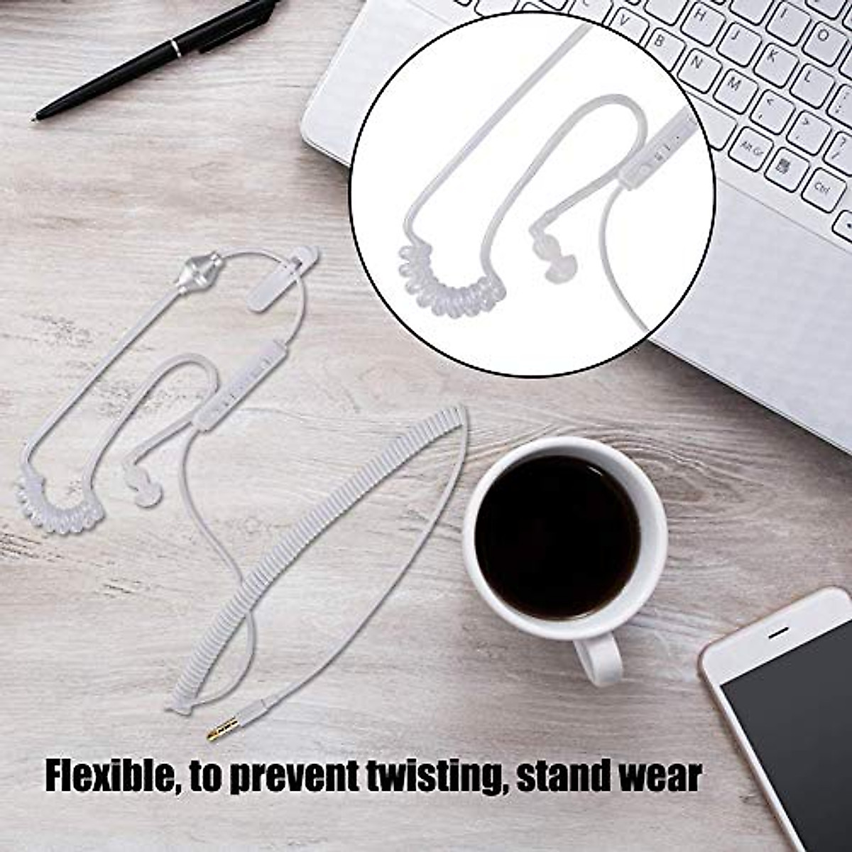 Hilitand Earphone,Wireless Bluetooth Monaural 3.5mm Headphone Air Tube in Ear Antiradiation Earphone Stereo Headset,Flexible and Durable