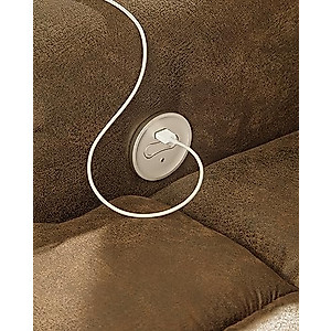 Signature Design by Ashley Boothbay Classic Faux Leather Power Power Reclining Loveseat with USB Ports, Dark Brown