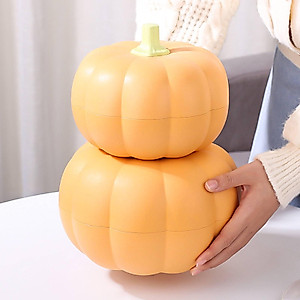 Large and Small Candy Jar Set, Plastic Pumpkin Jar with Cover Thanksgiving Decor Pumpkin Candy Dish with Lid Pumpkin Candy Bowl Fall Decorative Vintage Food Snacks Storage Container for Sugar Cookie