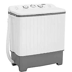 CL.Store Twin Tub Mini Portable Clothes Washing Machine Portable Washing Machine 17lbs Capacity Compact Washer(10lbs) and Spin Dryer Combo (7lbs) for Apartment, Dorm, RV-Camping (White)