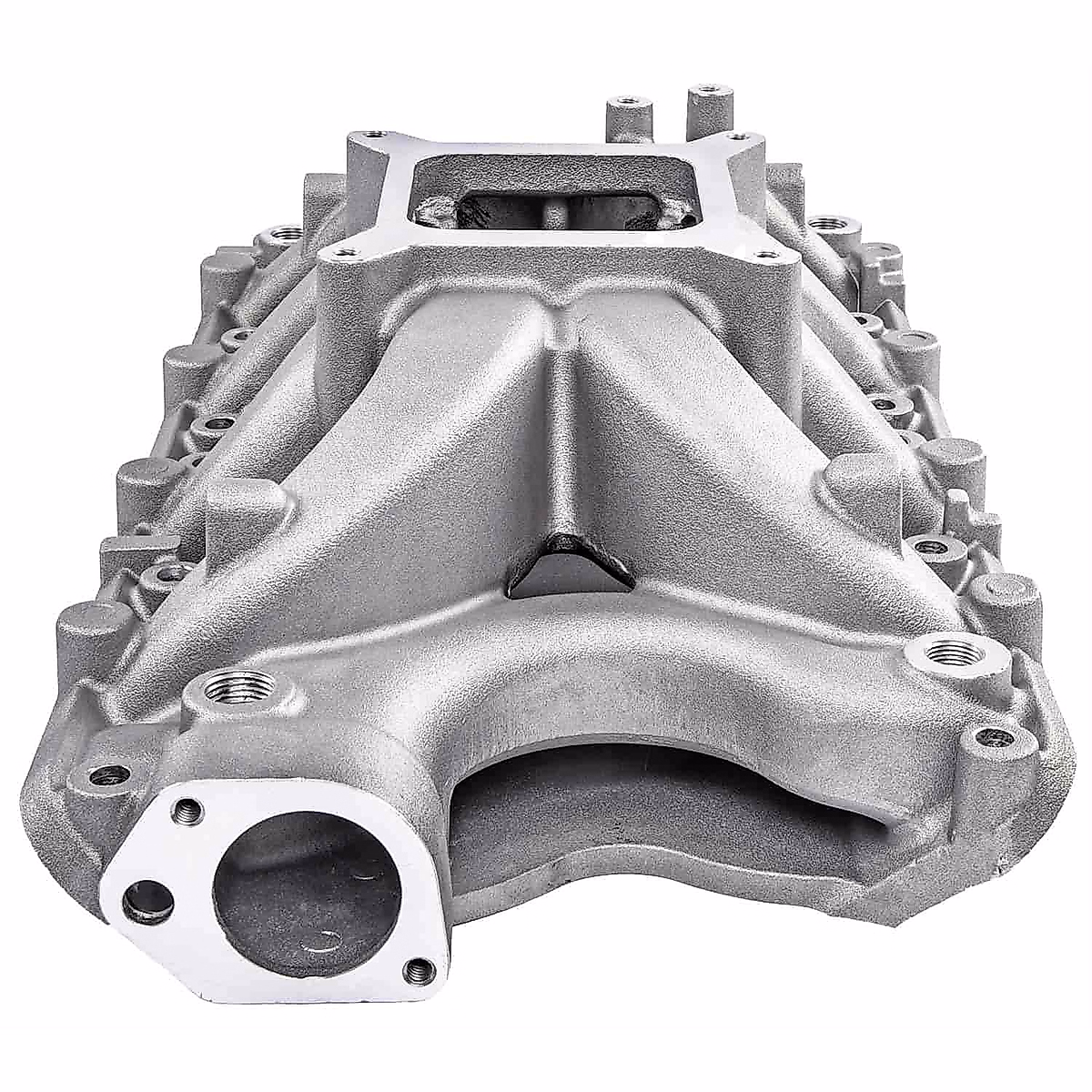JEGS Intake Manifold for 1969-1996 Small Block Ford 351 Windsor - Hi-Rise, Single Plane, Open Plenum - Square Bore 4150/4160 Flange - 5.68” Carb Pad Height - 3500-8000 RPM
