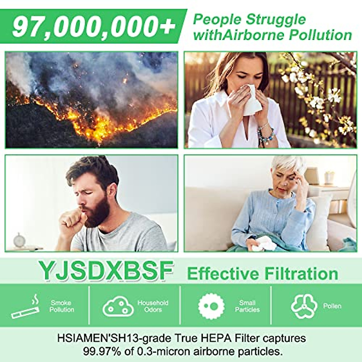 2 pack KC-850U Filter Compatible With Sharp Air Purifier Replacement KC-850U Filter HEPA, Replacement Part # FZ-C100HFU