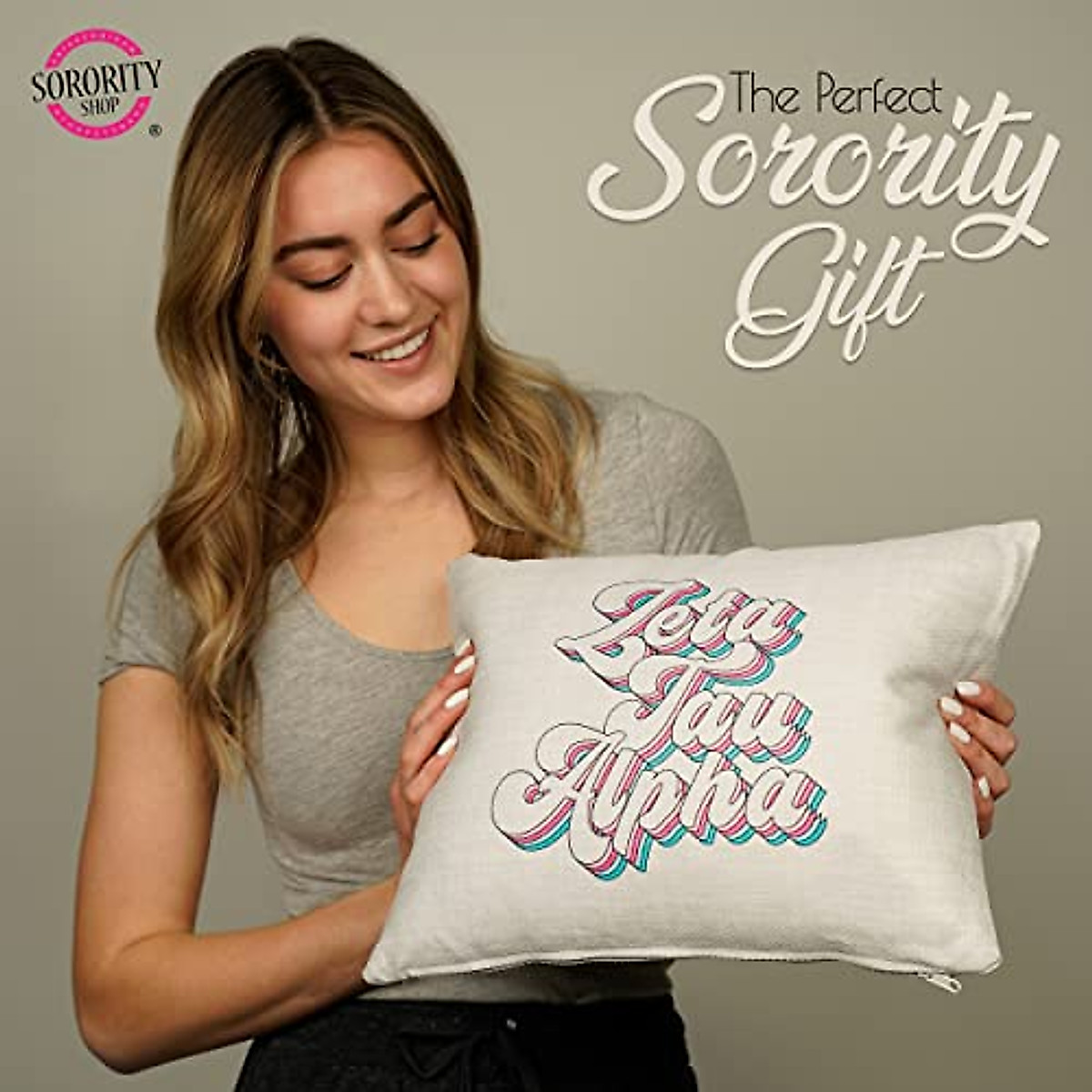 Sorority Shop Alpha Omicron Pi Pillow – Retro Design 12" x 16" Lumbar Pillow Sorority
