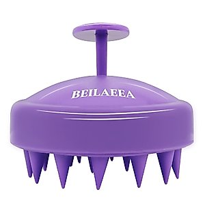 BEILAEEA Scalp Massager Shampoo Brush Hair Scalp Scrubber,Silicone Scalp Brush for Hair Growth & Dandruff Removal,Hair Shampoo Brush for Scalp Exfoliator(Purple)