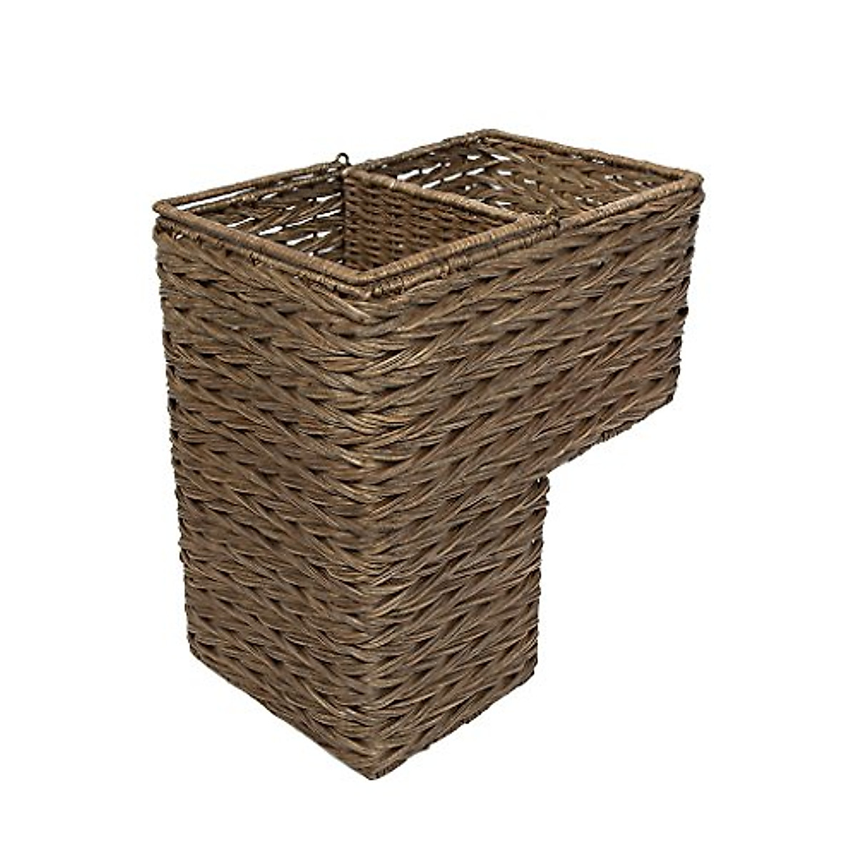 KOUBOO 1060100 Sweater Weave Handwoven Wicker Stair Step Basket, 15" x 9.5" x 16", Coffee Brown