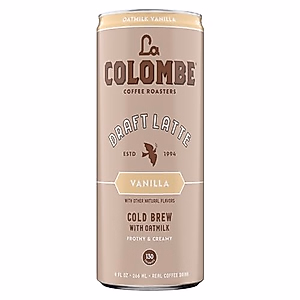 La Colombe Vanilla Draft Latte with Oatmilk - 9 Fl. Oz. 4 Pack - 100% Arabica Brazilian Cold Brew Coffee with Nitrous-Infused Oatmilk, Dairy-Free Vegan Latte, 120mg Natural Caffeine