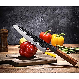 YAIBA 8 Inch Chef Knife Professional Japanese Chef Knife 3 layers 9CR18MOV Clad Steel Japanese Kitchen Knives Gyuto Knife Sushi Knife for Kitchen