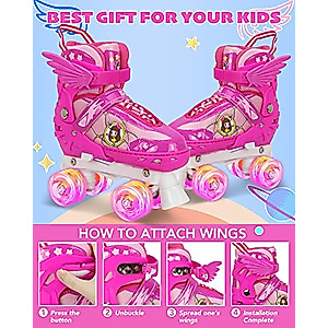 M-GRO Adjustable Skates for Kids, 8-Wheeled Skates for Kids,rollerskates Girl and Boys，Adjustable Size Suitable for Indoor and Outdoor use