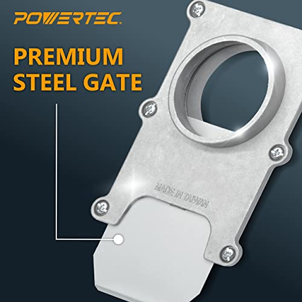 POWERTEC 70134V 2-1/2-Inch Aluminum Blast Gate for Dust Collector, Dust Collection Fittings, 1 PK