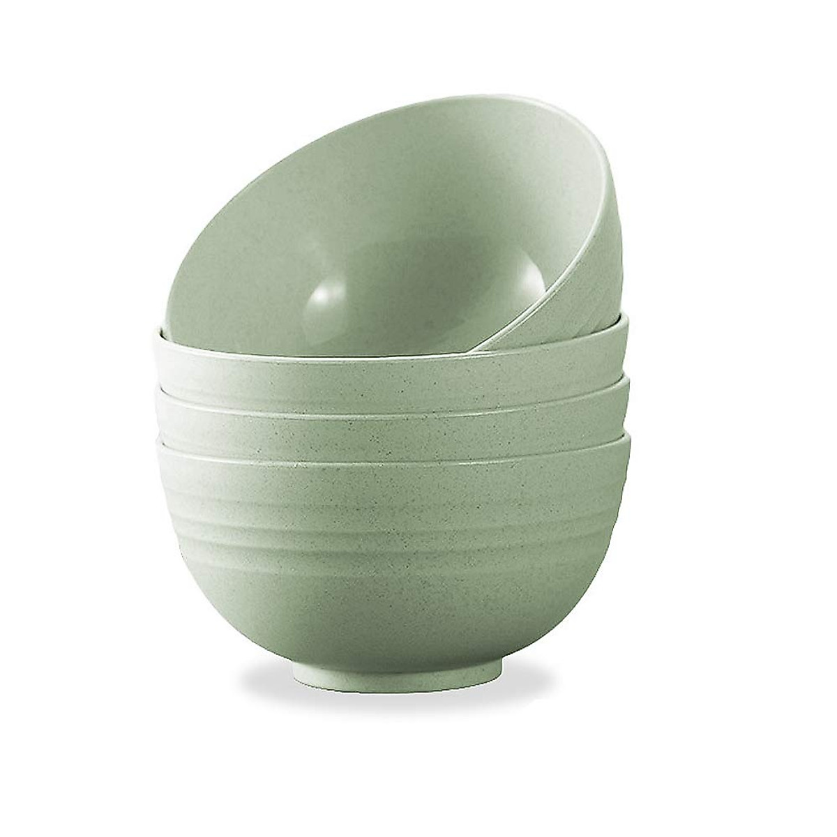 4 PCS 6inch Lightweight Wheat Straw Bowl, Unbreakable Cereal Pasta Bowls Microwave& Dishwasher Safe, Reusable Tableware Dinnerware Fruit Snack Container (GREEN)