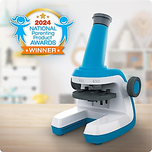 NATIONAL GEOGRAPHIC Microscope for Kids - Science Kit with an Easy-to-Use Kids Microscope, Up to 400x Zoom, Blank and Prepared Slides, Rock & Mineral Specimens, STEM Project Toy (Amazon Exclusive)