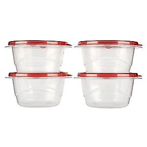 Rubbermaid Storage Bowls, 3.2 Cup, Red,(Pack of 4)