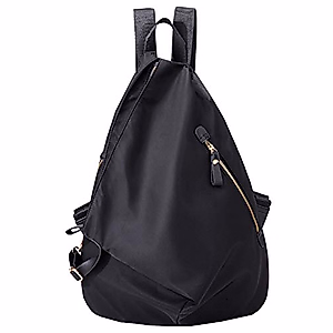 PAOIXEEL Nylon Vintage Backpack, Casual Daypack Outdoor Travel Rucksack Hiking Backpacks for Men and Women, Black