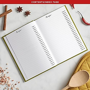 BYANIKA Blank Recipe Book To Write In Your Own Recipes Hardcover Personal Recipe Journal Notebook My Family Cookbook Make Your Own Recipe Diary Organizer Cooking Gifts (Olive Green)