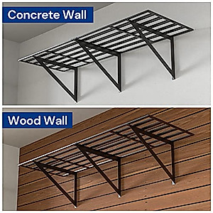 SunsGrove 2-Pack Garage Shelving 2x6ft Heavy Duty Wall Shelf Garage Storage System Shelves, 800 LBS Weight Capacity, Black