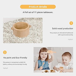 MONT PLEASANT Montessori Toys Sensory Bin Toys for 1 Year Old Toddlers, 11pcs Wooden Waldorf Toys Wooden Scoops and Tongs for Transfer Work and Fine Motor Skills Development