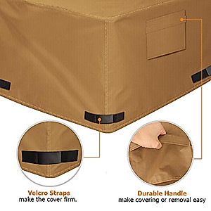 NEXCOVER Square Fire Pit Cover - Waterproof 600D Heavy Duty Cover, Premium Patio Outdoor Cover, 32”L x 32”W x 24”H, Fits for 28 inch, 30 inch, 31 inch, 32 inch Fire Pit / Table, Brown.
