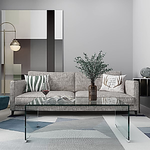 IANIYA Tempered Glass Coffee Table for Modern Living Room Decor, Easy to Clean with Safe Rounded Edges and Durable Design, 39.3" L x 19.6" W x 13.78" H (1, Transparent Coffee Table)