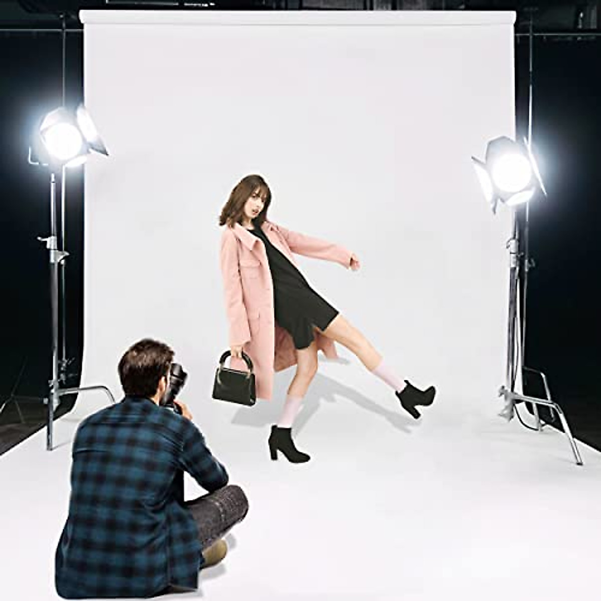 TRLYC White Photography Backdrop - 8.5 x 10 FT White Backdrops for Photoshoot with 4 Backdrop Clips Backdrops for Parties Curtain Photographic Studio Photo Backgrounds