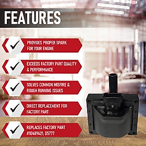 AA Ignition - Car Ignition Coil Pack - Replaces Parts 10489421 and D577 - Compatible with Chevy, GMC, Cadillac & Other GM Vehicles with V6 or V8 Engines