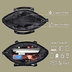 CLOUDMUSIC Gym Tote Shoulder Bag Shopping Travel For Girls Women(Black)