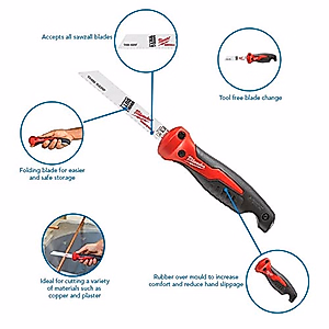 Milwaukee 48-22-0305 6 Inch Folding Jab Saw Compatible with Sawzall Reciprocating Saw Blades (Multi Purpose Blade Included)