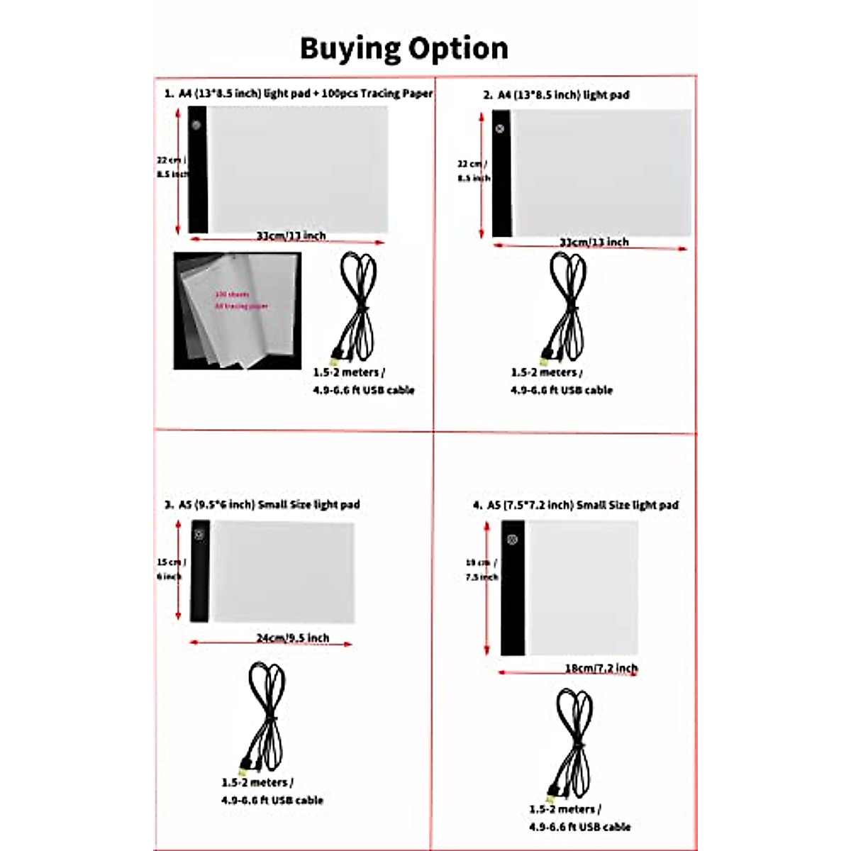 Small A5 Ultra-Thin Portable LED Light Box Tracer w/USB Cable Dimmable Brightness LED Artcraft Tracing Light Box Light Pad for Artists Drawing Sketching Animation Stencilling X-ray Viewing