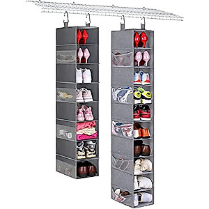 MISSLO 8-Shelf Hanging Shoe Organizer and 10-Shelf Hanging Storage Shelves for Clothes Closet Organizers