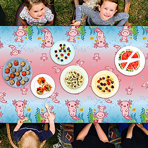 chiazllta 3Pcs Axolotl Party Birthday Decoration Pink Cartoon Axolotl Tablecloth Plastic Reptile Animal Tablecover Waterproof Rectangle Table Cover for Axolotl Baby Shower Party Supplies108 x 54in