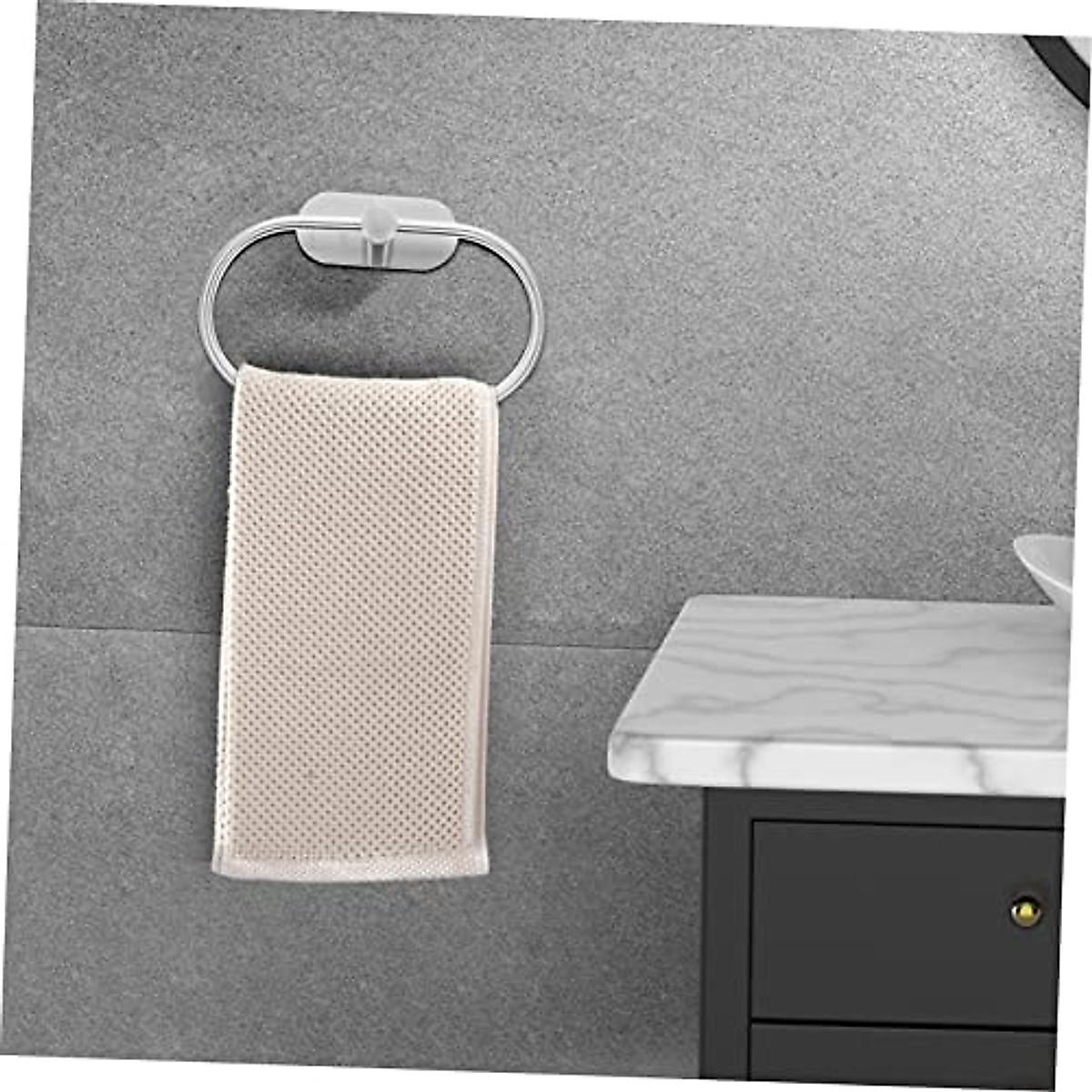 DOITOOL Hand Towel Holder for Wall Mount Bath Storage Kitchen Duty Square Stainless Heavy Towel Hand Steel Bathroom Room Laundry Round Rack Ring Modern Toilet Hanger Holder Towel Holder