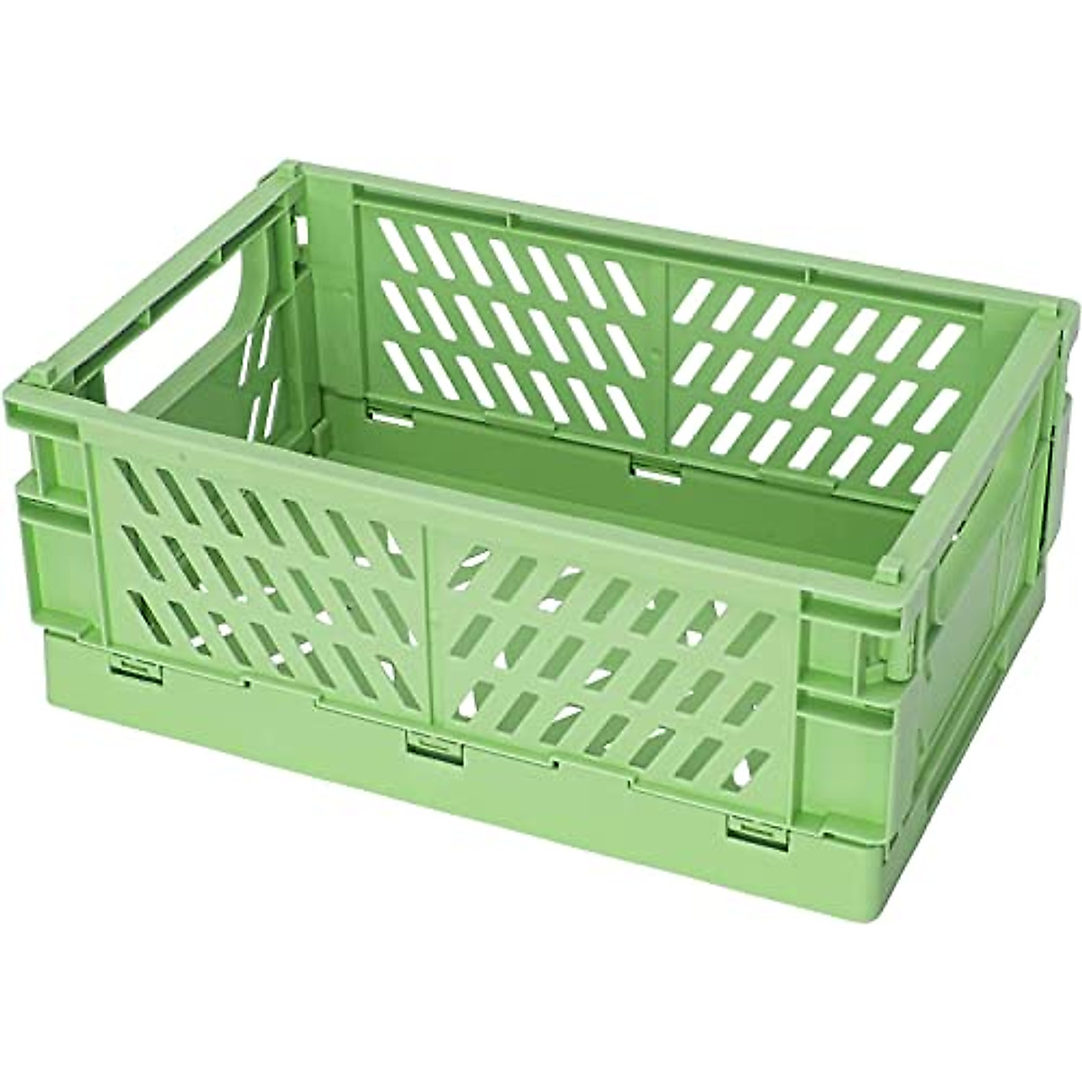 monomono Stackable Plastic Storage Crates - 5-Pack, Cute and Aesthetic Solution for Home and Office Organization with Stylish Pastel Touch (Green, 9.8x6.5x3.8 in)
