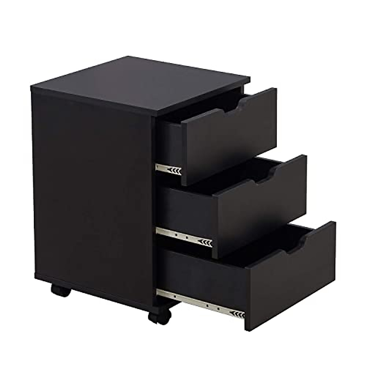 VICLLAX 3 Drawer Dresser Mobile Cabinet Under Desk Storage for Home Office, Fully Assembled Except Casters, Black Finish