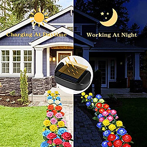 Outdoor Solar Garden Stake Lights,Upgraded LED Solar Powered Light with 6 Rose Flowers, Waterproof Solar Decorative Lights for Patio Pathway Courtyard Garden Lawn