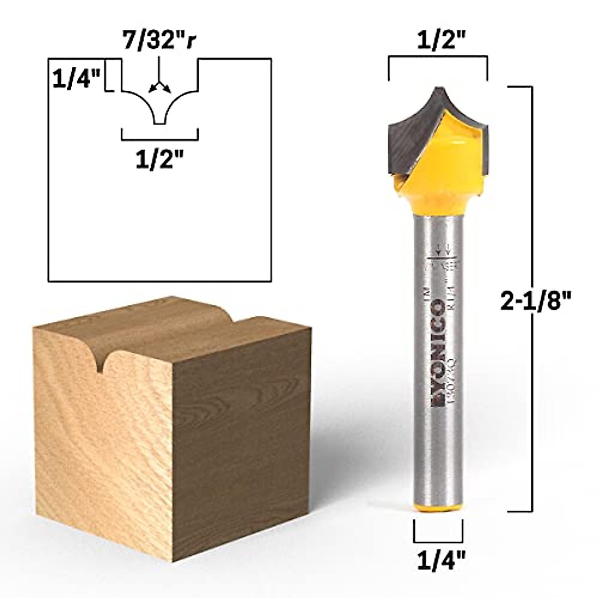 YONICO Groove Point Cutting Roundover Router Bit 4 Bit Set 1/4-Inch Shank 13470q