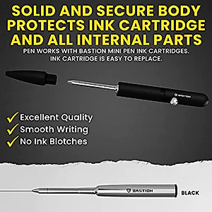 BASTION® Luxury Mini Bolt Action Pen, Lightweight Aluminum EDC Pen with Fine Tip, Professional Ballpoint Pen for School and Work - Black