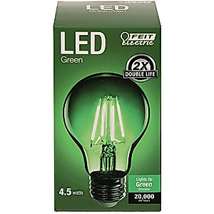 Feit Electric A19/TG/LED 40W Equivalent 4.5 Watt Dimmable Filament Clear Glass A19 LED Light Bulb, Green