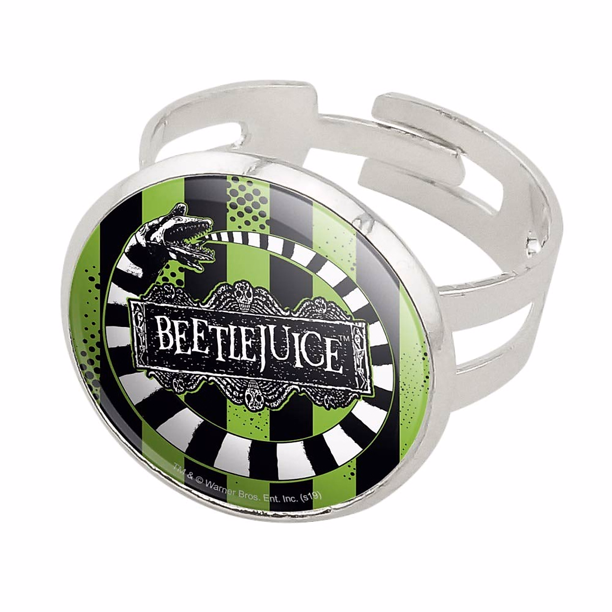 GRAPHICS & MORE Beetlejuice Beetle Worm Silver Plated Adjustable Novelty Ring