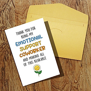 Qiliji Funny Coworker Greeting Card, Coworker Birthday Card, Birthday Card for Colleague, Coworker Thank You Card, Emotional Support Coworker Card