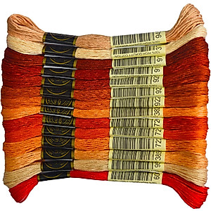 Orange-red Gradient Color Embroidery Floss - Cross Stitch Threads - Friendship Bracelets Floss - Crafts Floss - 14 Skeins Per Pack Embroidery Floss