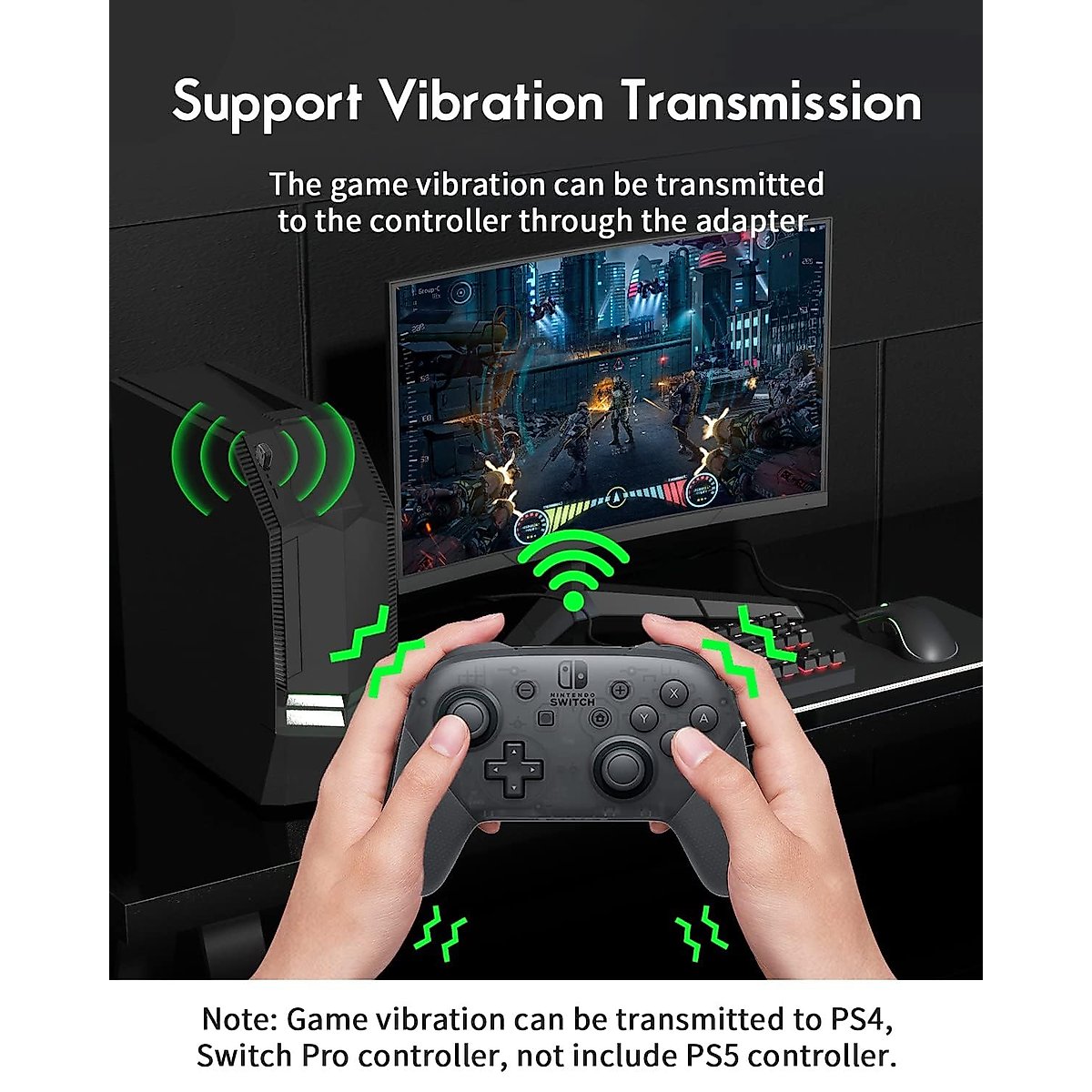 AOLION Bluetooth Adapter for PS4/PS5/Switch, Wireless Controller Adapter, Compatible with PS4, PS5, Switch, Windows PC, Android TV Box, Steam