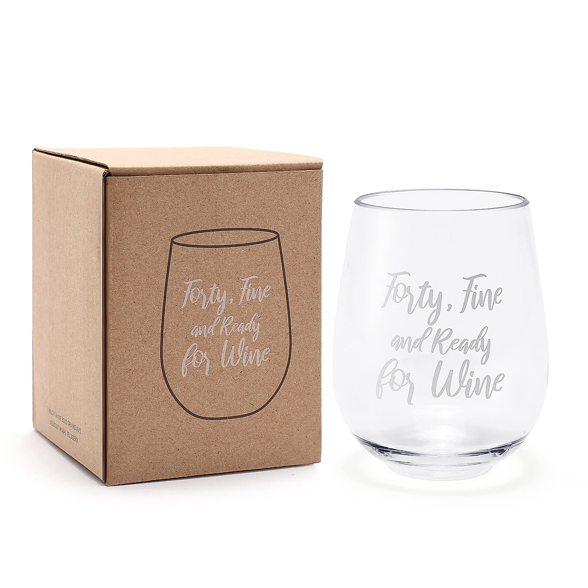 40 year old birthday gifts for women - Forty Fine and Ready for Wine - 40th Birthday gifts - Best Friend Unbreakable Stemless Plastic Wine Glass - 40 and fabulous - Shatterproof Outdoor Use