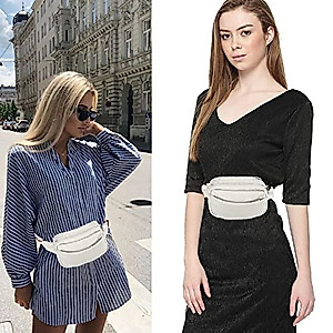 Fanny Packs for Women Fashion Waist Packs Pu Leather Belt Bag Slim Hip Bum bag for Travel Party Festival Walking(Women Waist Bags for Beige