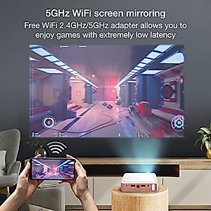 2024 Upgraded Portable Projector, EZCast J4 Rechargeable Movie Projector - Built-in Battery & Speaker - 1080P Pico Projector, Camping Projector, Compatible w/HDMI, USB, iPhone, Android, Tablet, Laptop