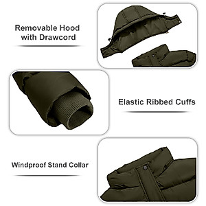 FARVALUE Mens Winter Coats Warm Puffer Jacket Thicken Winter Parka Padded Outwear with Hood Army Green Medium