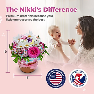 Deluxe Baby Blossom - Baby Girl Outfits | Newborn Baby Girl Gift Set | Baby Gift Basket for Expecting Moms | New Baby Gift Basket | Pink Baby Gift Set | Clothing Flower Bouquet | Nikki's Gift Baskets