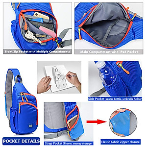 Peicees Medium Sling Backpack Waterproof Unisex Shoulder Bag Chest Crossbody Daypack