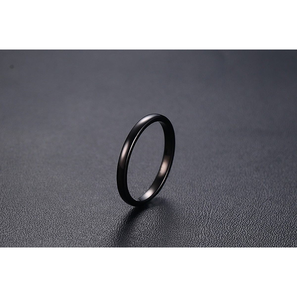 VNOX Custom Engraving-2mm Women's Tungsten Carbide Plain Thin Band Wedding Ring,Black,Size 9