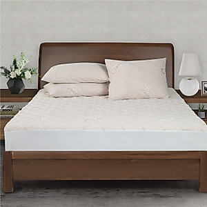 All-In-One Water-Resistant Copper Effects Hygienic Fitted Mattress Pad, Full,White