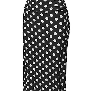 Stylish Fold Over Flare Long Maxi Skirt Black White S