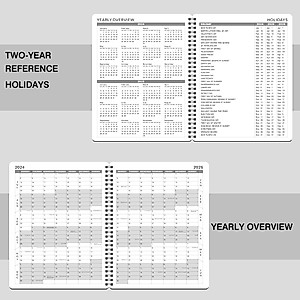 2024-2025 Weekly Appointment Book & Planner - July 2024 - June 2025, 2024-2025 Daily Hourly Planner, 8" x 10", Half Hour (30 Mins) Interval, Printed Tabs, Strong Binding, Round Corner, Thick Paper